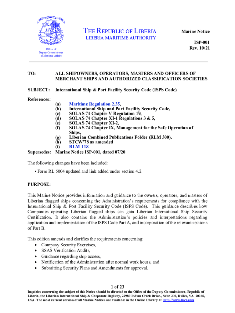 Fillable Online Liberia Marine Advisory reg. Concentrated Inspection ...