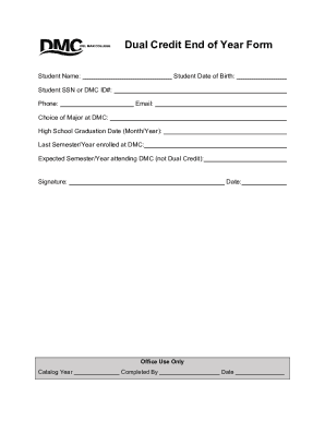 Fillable Online Dual Credit End of Year Form Fax Email Print - pdfFiller