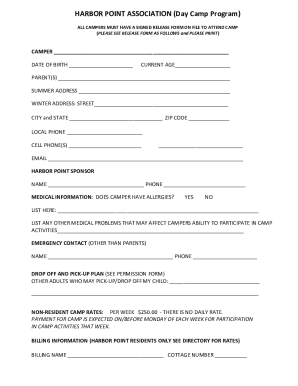 Fillable Online CAMPER RELEASE FORM Fax Email Print - pdfFiller