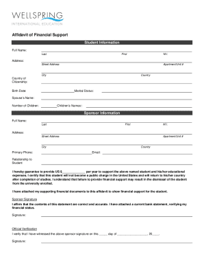 Fillable Online Financial Affidavit of Support Instructions Fax Email ...