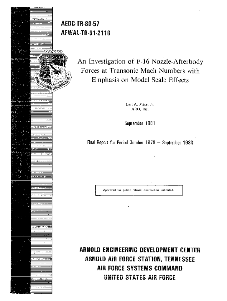 Fillable Online An Investigation of F-16 Nozzle-Afterbody Forces at Transonic Mach Numbers with ...