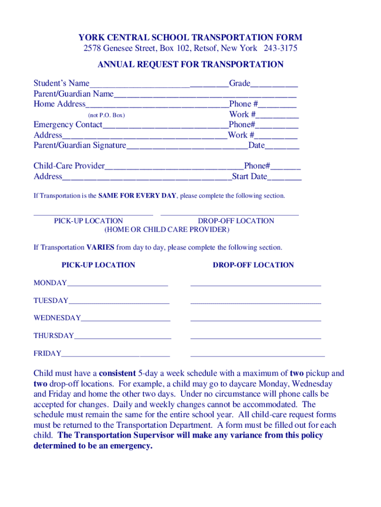Fillable Online Transportation Request Form - Syracuse Fax Email Print - pdfFiller