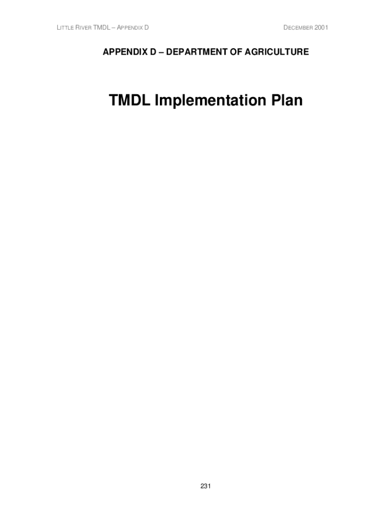 Fillable Online Little River Watershed Total Maximum Daily Load (TMDL ...