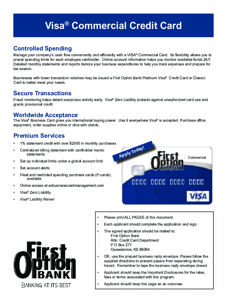 Fillable Online Commercial CardCredit Card Services Fax Email Print ...