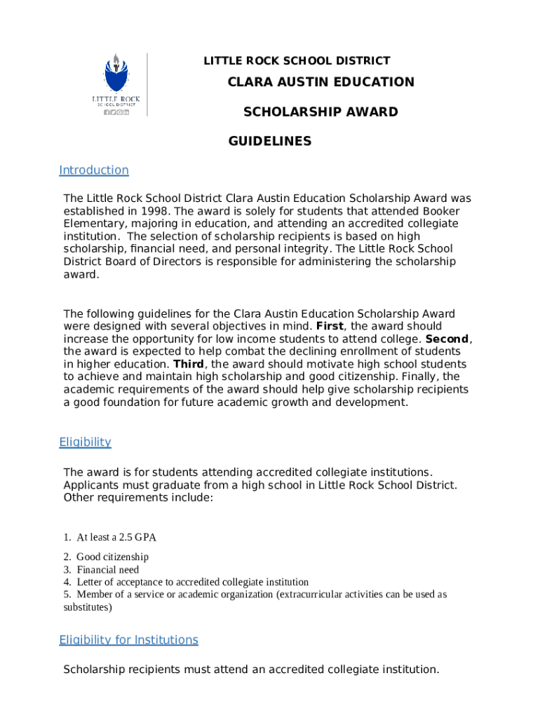 CLARA AUSTIN EDUCATION SCHOLARSHIP AWARD GUIDELINES Doc Template ...