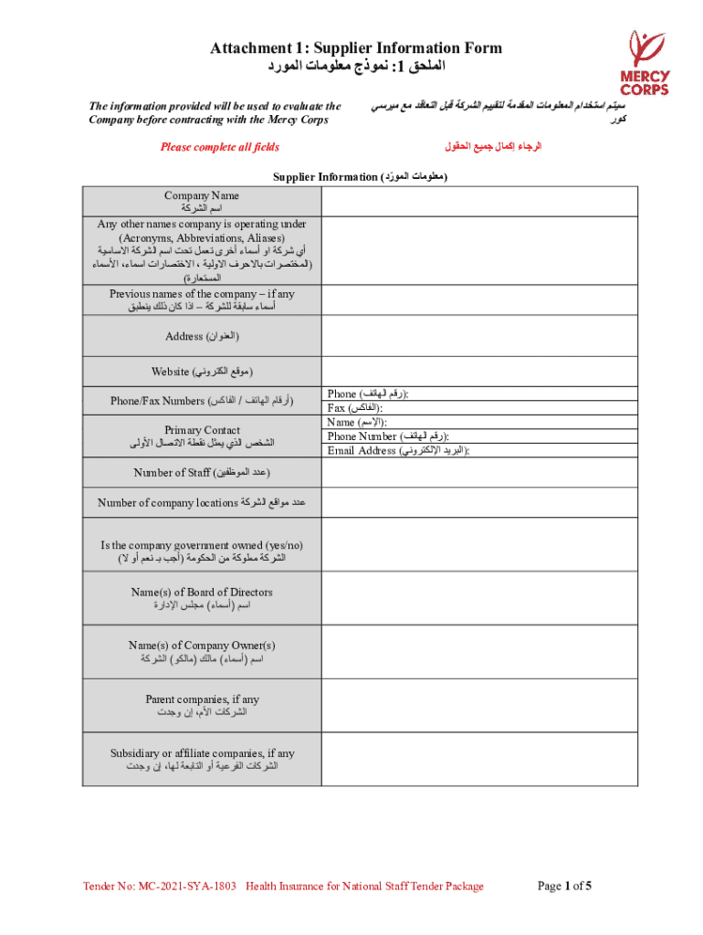 Fillable Online Attachment 1 - Supplier information form Fax Email Print - pdfFiller