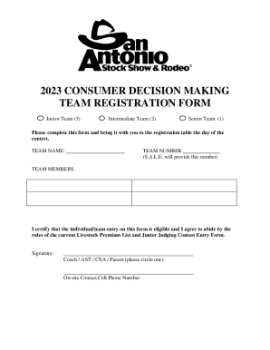 Fillable Online 2023 consumer decision making team registration form ...