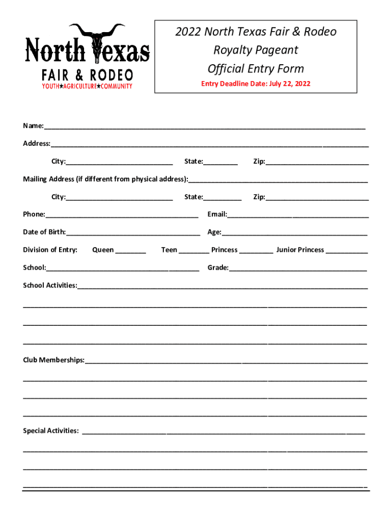 Fillable Online North Texas Fair & Rodeo - It's What Cowboys Do Fax Email Print - pdfFiller