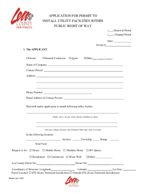 Fillable Online APPLICATION FORM FOR A WIRELESS UTILITY PERMIT ... Fax ...