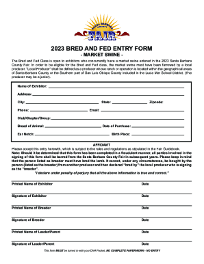 Fillable Online 2023 BRED AND FED ENTRY FORM Fax Email Print - pdfFiller