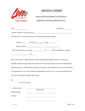 Fillable Online Driveway Permit w-drawing revised 12-1-22.docx Fax ...