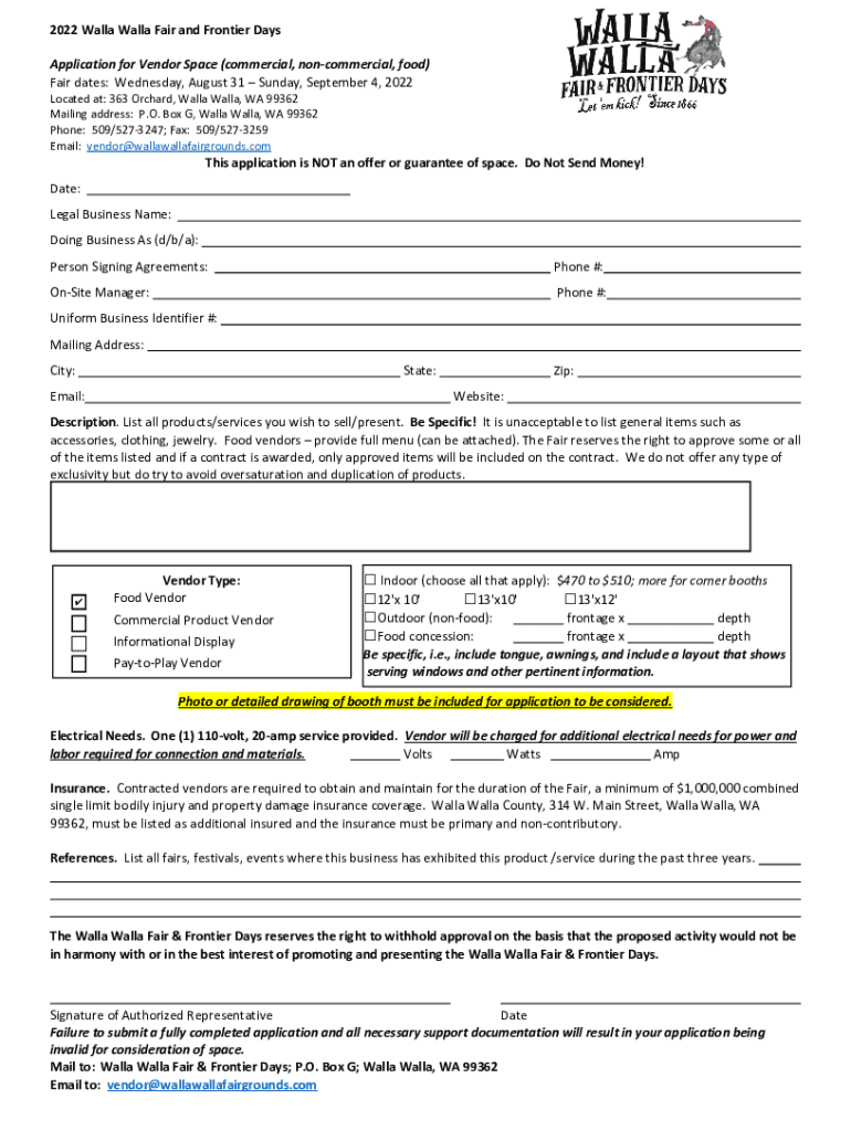 Fillable Online Walla Walla Fair & Frontier Days - Facebook Fax Email Print - pdfFiller