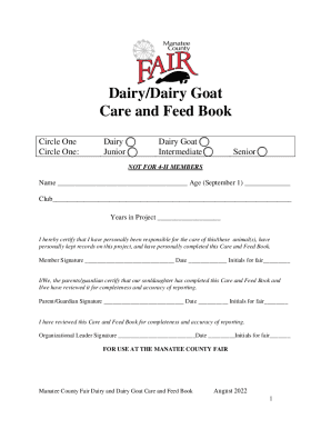 Fillable Online 4-H Dairy/Dairy Goat Care and Feed Book Fax Email Print ...