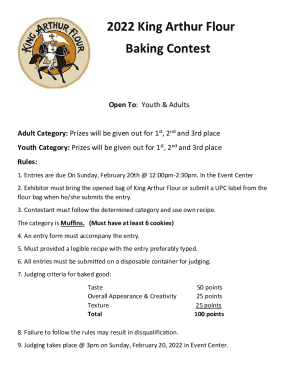 Fillable Online King Arthur Flour Baking Contest - Save The Date Fax ...