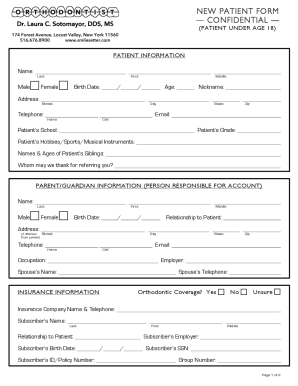 Fillable Online New Patient Form (Under Age 18) Fax Email Print - pdfFiller