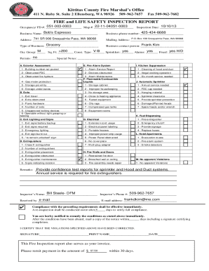 Fillable Online Fire Life Safety Pre-Inspection Checklist - Kittitas ...
