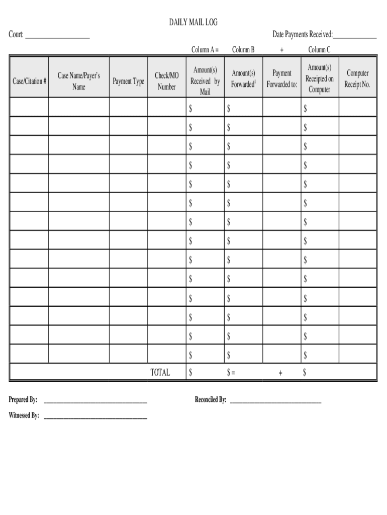 Fillable Online MAIL LOG Fax Email Print - pdfFiller