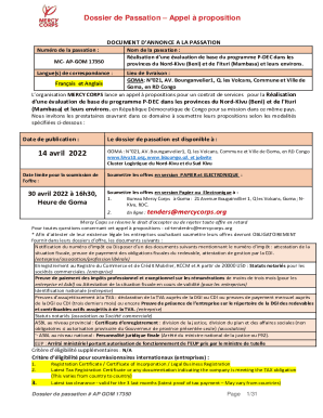 Remplissable En Ligne guide de procdures d'appel a projets pour l ...