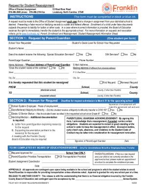Fillable Online Request for Student Reassignment Fax Email Print ...
