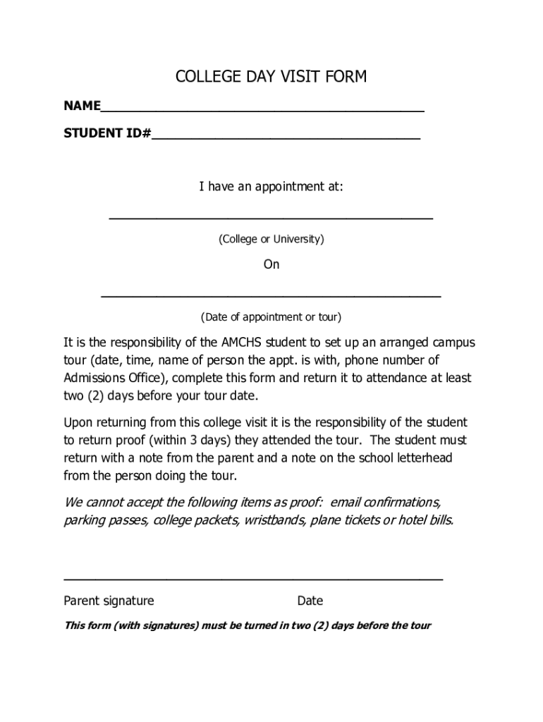 Fillable Online Ask the Experts: Campus Tour and College Visit Fax Email Print - pdfFiller