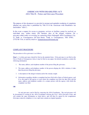 Fillable Online AMERICANS WITH DISABILITIES ACT Fax Email Print - pdfFiller