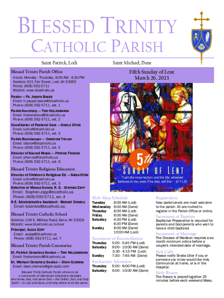Fillable Online BLESSED TRINITY Fax Email Print - pdfFiller