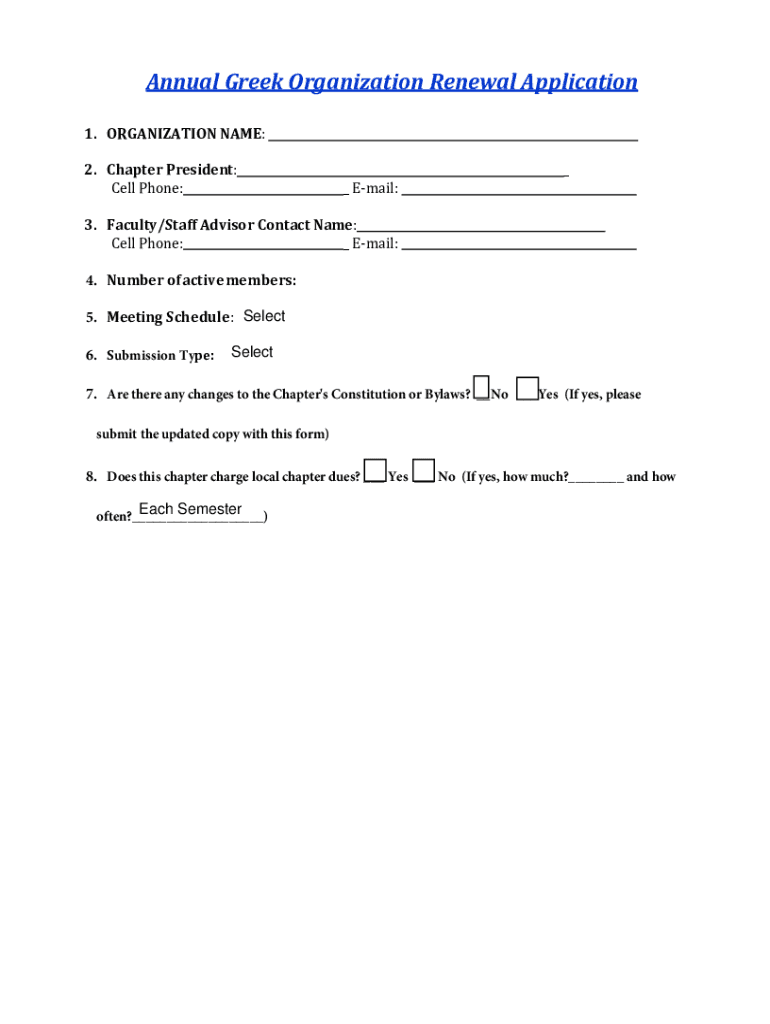 Fillable Online ASU Greek Life Reactivation Packet Fax Email Print ...