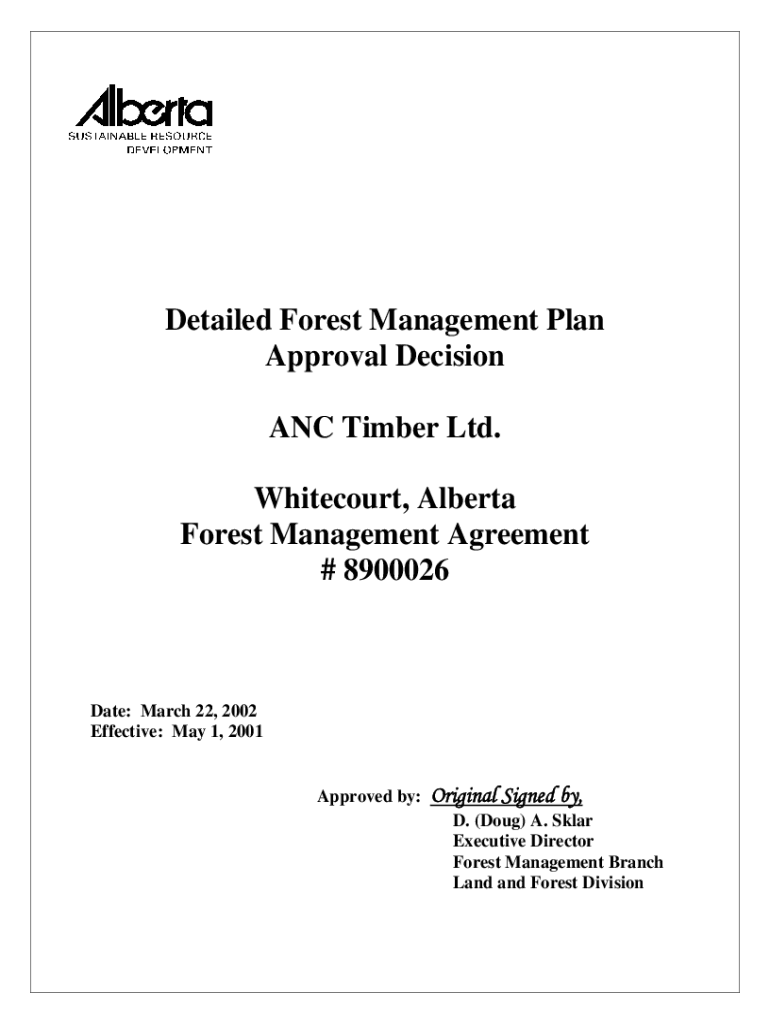 Fillable Online www1 agric gov ab Detailed Forest Management Plan ...