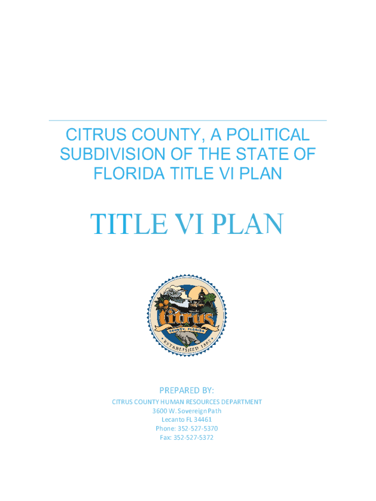 Fillable Online Citrus County, A Political Subdivision Of The State ...