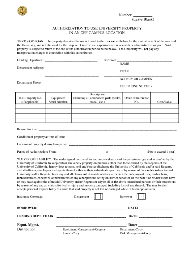 Fillable Online equipment-loan-to-uci-agreement-form.docx Fax Email Print - pdfFiller