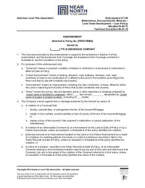 Fillable Online ALTA 2021 SHORT FORM RESIDENTIAL LOAN POLICY... Fax ...