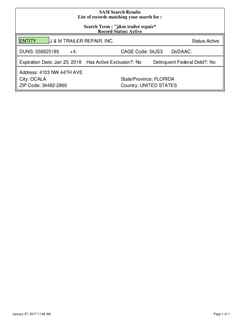 Fillable Online How do I search to see if a vendor is registered in SAM ...