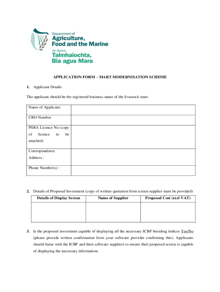 Fillable Online application formmart modernisation scheme Fax Email Print - pdfFiller