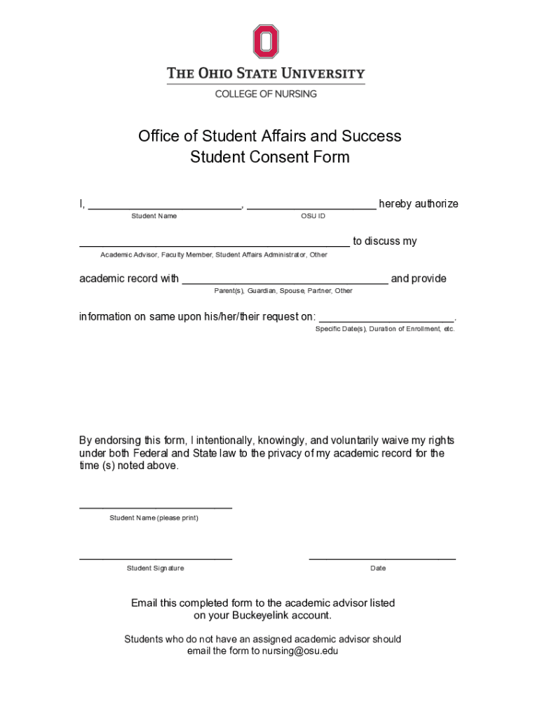 Fillable Online nursing osu Student Affairs Student Consent Form.docx ...