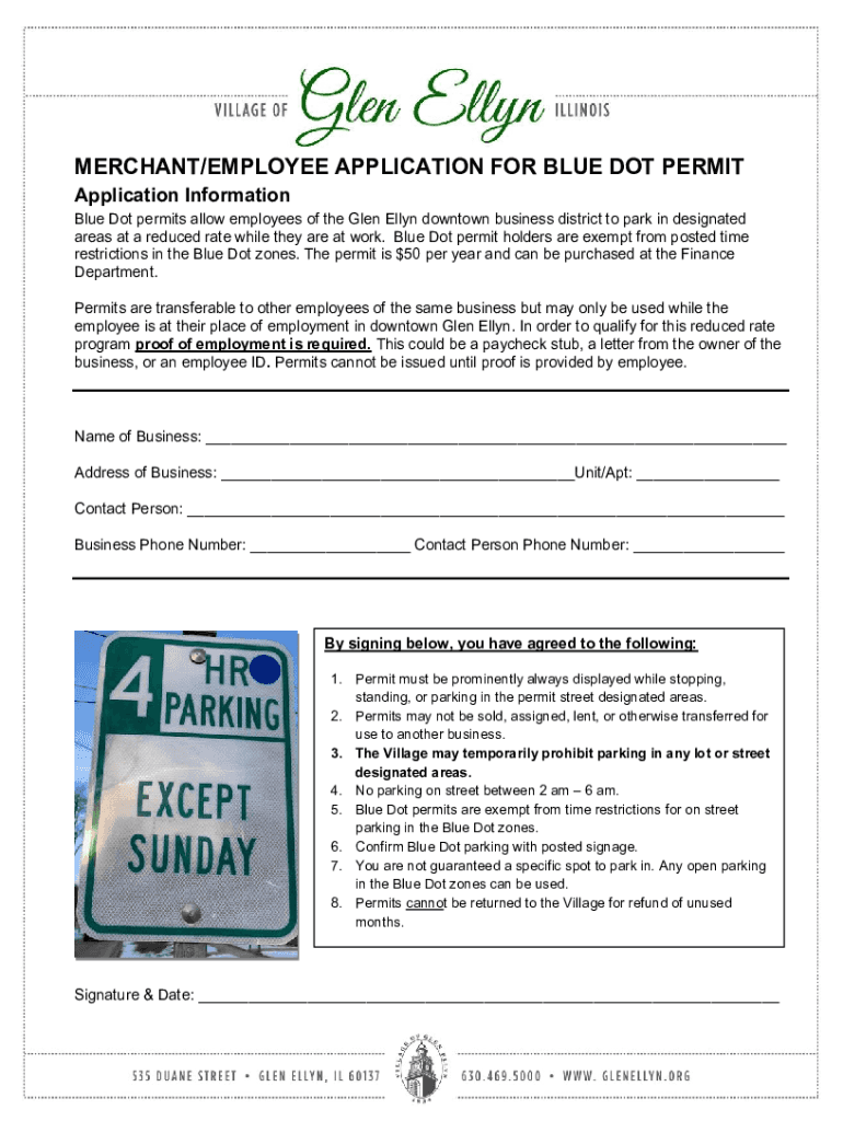 Fillable Online Application for Blue Dot Permit updated form Fax Email ...