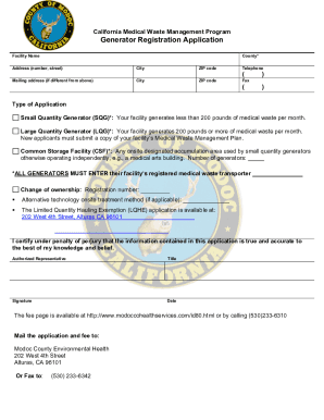 Fillable Online Medical Waste Small Quantity Generator Application Form ...