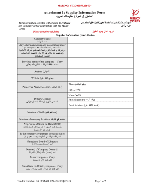 Fillable Online Attachment 2 - Supplier Information Form Fax Email ...