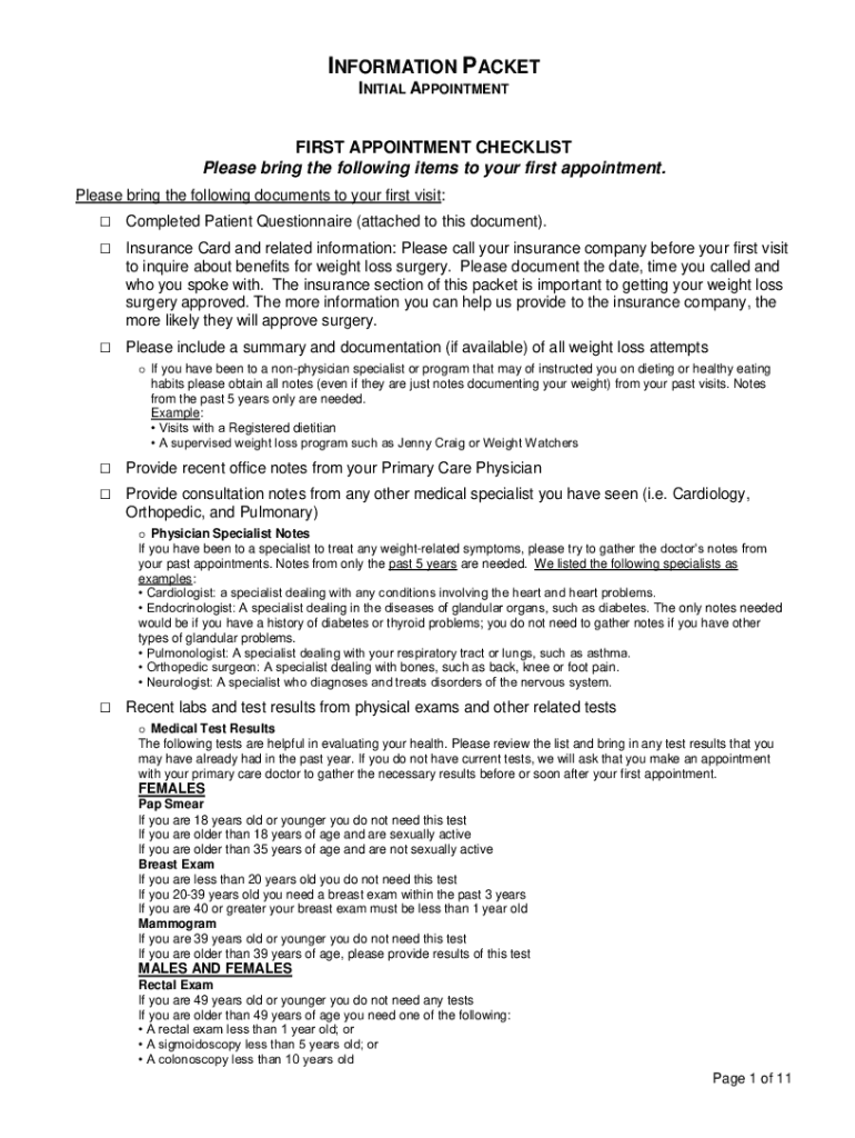 Fillable Online Prepare for Your First Visit Fax Email Print - pdfFiller