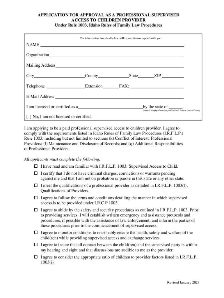 Fillable Online isc idaho application for approval as a professional supervised Fax Email Print ...