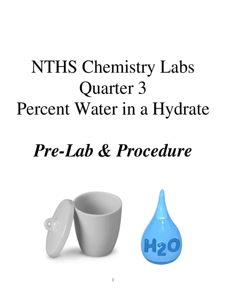 Fillable Online Quarter 3 Chemistry Lab - Percent Water in a Hydrate ...