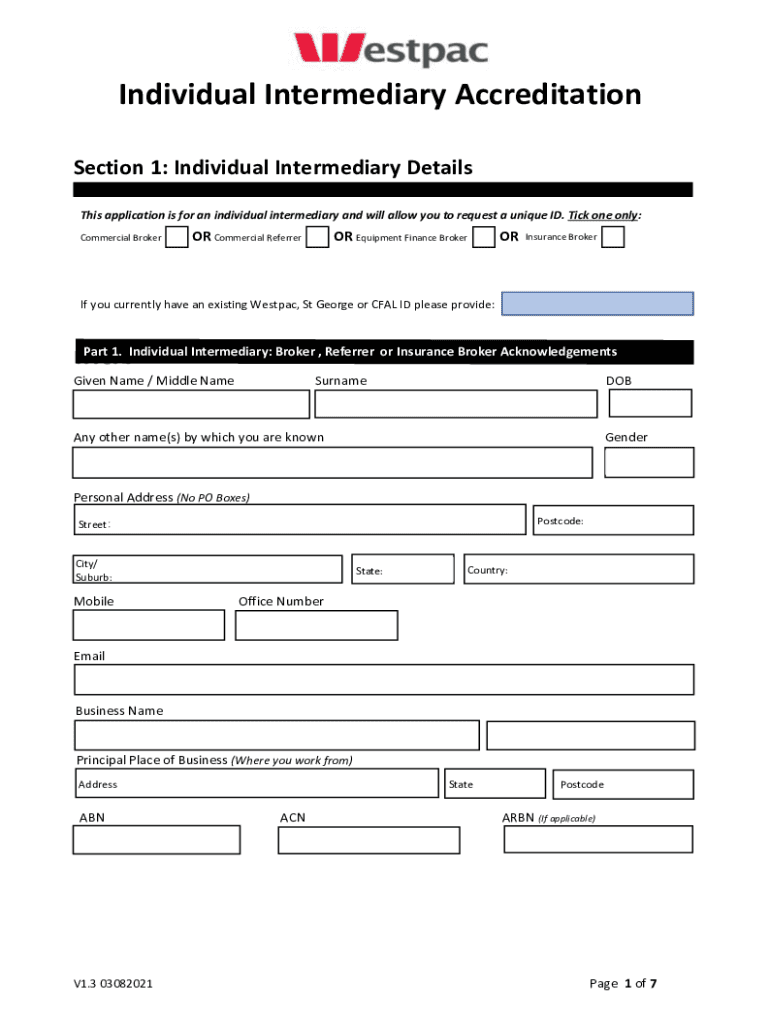 Fillable Online Individual Intermediary Accreditation Intri Fax Email ...