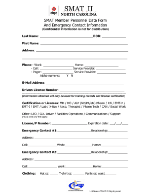 Fillable Online SMAT Member Personnel Data Form Fax Email Print - pdfFiller