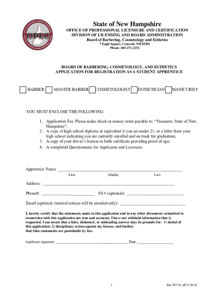 Fillable Online Board of Barbering, Cosmetology and Esthetics Fax Email ...