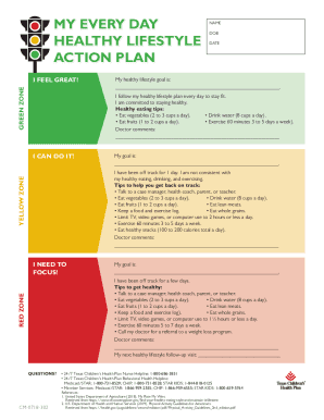 Fillable Online MY EVERY DAY HEALTHY LIFESTYLE ACTION PLAN Fax Email ...