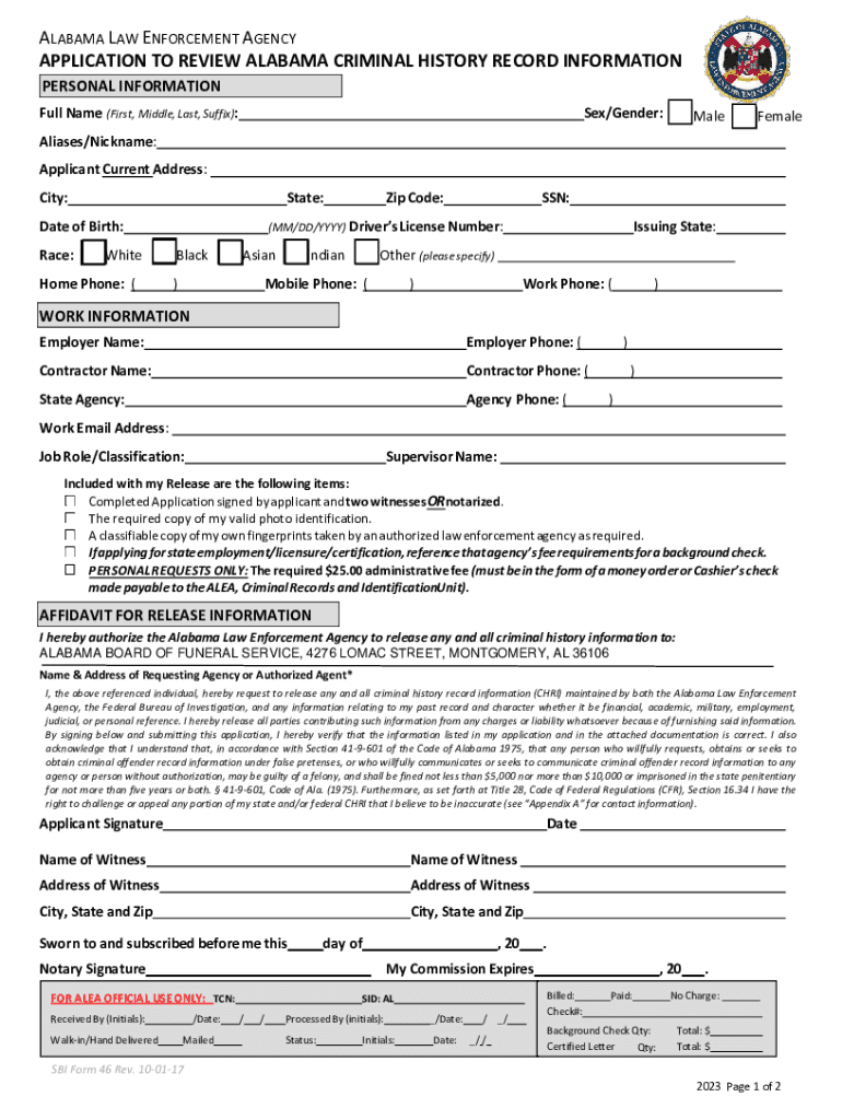 Fillable Online fsb alabama Fillable APPLICATION TO REVIEW ALABAMA CRIMINAL ... Fax Email Print ...