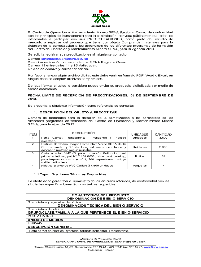 Completable En línea El Servicio Nacional de Aprendizaje SENA Regional ...