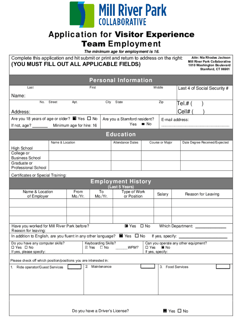Fillable Online Visitor Services Team Member Who are you? Fax Email ...