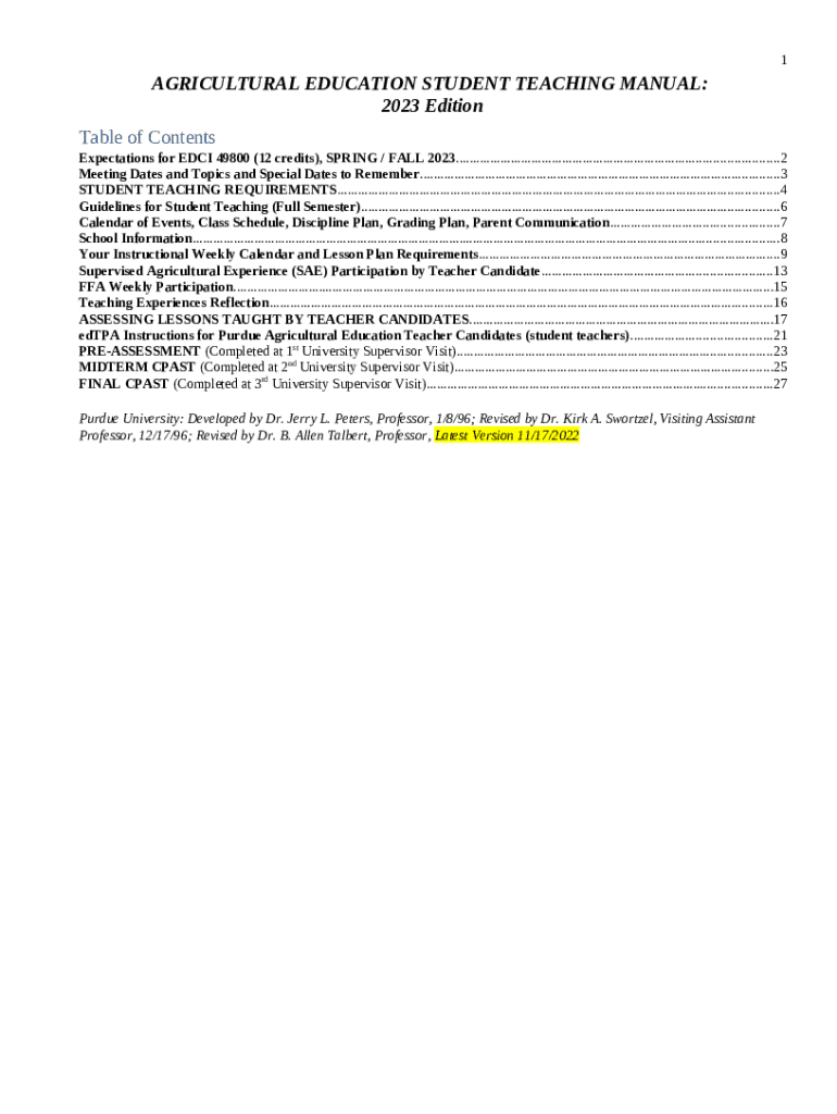 Student Teaching Manual - Purdue Agriculture - Purdue University - ag purdue Doc Template ...