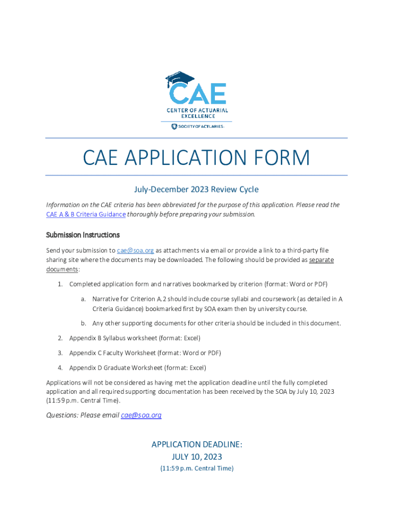Fillable Online CAE Application Form Fax Email Print - pdfFiller