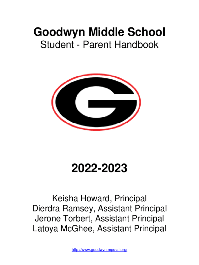 Fillable Online Goodwyn Middle School - Student - Parent Handbook Fax ...